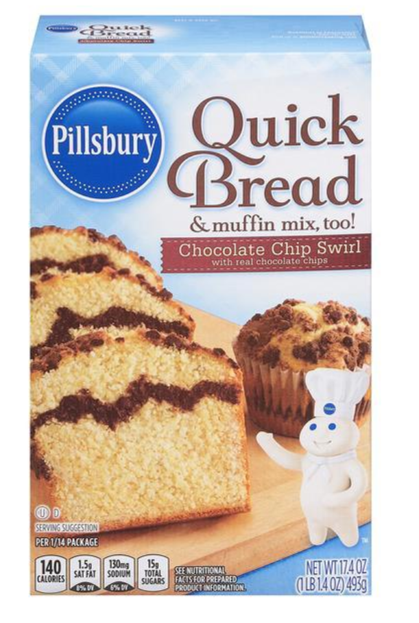 Pillsbury Quick Bread Chocolate Chip Swirl Mix 17.4oz (BEST BY: AUG202 ...