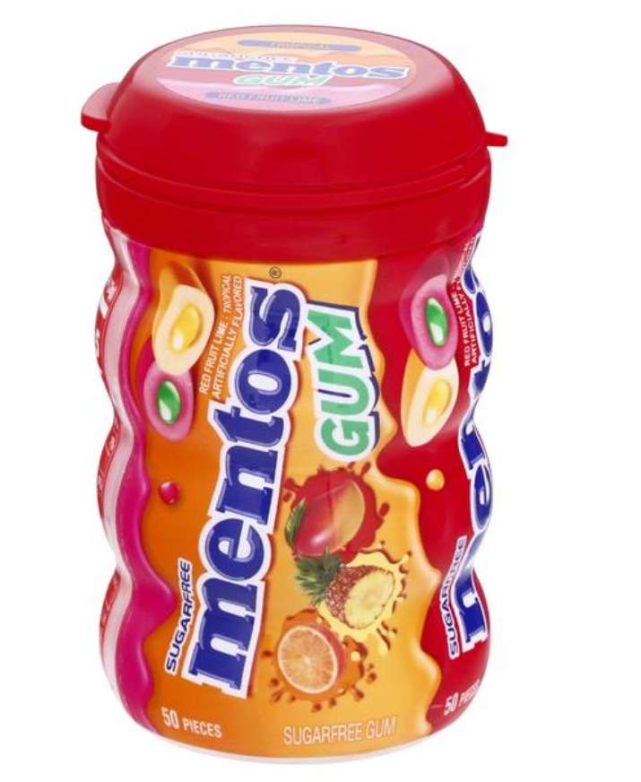 Mentos Sugar Free Red Fruit & Lime Tropical Gum Bottle 50pk – USAFoods